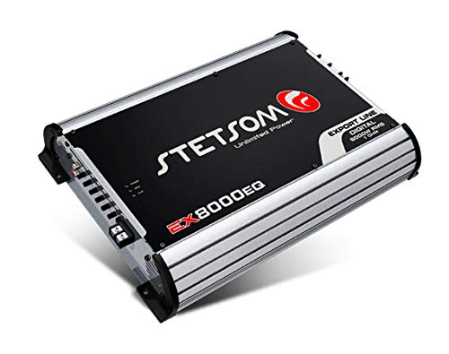 Stetsom EX 8000 EQ 2 Ohm Mono Car Audio Amplifier, 8000.1 8K Watts RMS, 2Ω Stable Full Range HD Sound Quality MD Crossover HPF LPF Bass Boost Front Rear Bridge Speaker