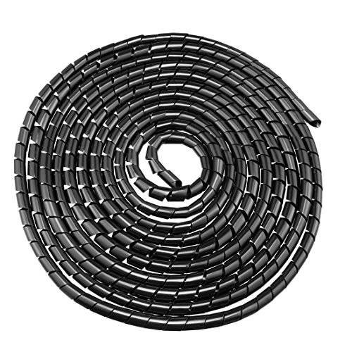 uxcell Spiral Cable Wrap Wire Cord Wraps 1/2-inch x 18ft Black PE Polyethylene Tubing for Computer Wire