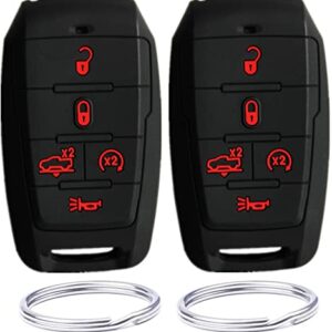 Silicone Smart Key Fob Cover Remote Case Keyless Protector Jacket for Dodge 2019-2022 Ram 1500 Pickup 68291690AB/AC/AD Black