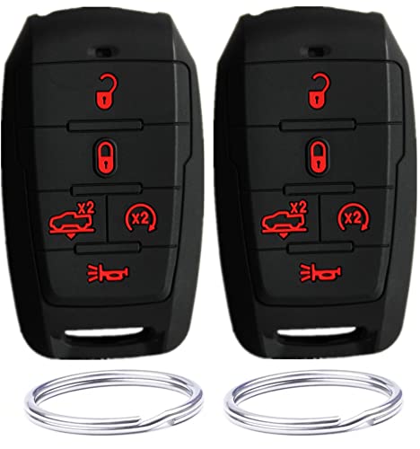 Silicone Smart Key Fob Cover Remote Case Keyless Protector Jacket for Dodge 2019-2022 Ram 1500 Pickup 68291690AB/AC/AD Black