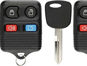 KeylessOption 4 Item Bundle 2 Key Fobs Keyless Entry Remotes 2 Uncut 4C Ignition keys for Ford Lincoln Mercury