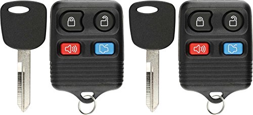 KeylessOption 4 Item Bundle 2 Key Fobs Keyless Entry Remotes 2 Uncut 4C Ignition keys for Ford Lincoln Mercury