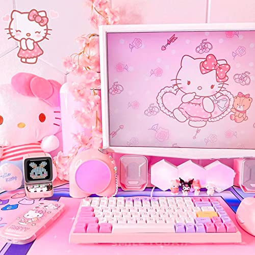 Divoom Ditoo-Bluetooth-Speaker & Planet-9 Mood-Lamp Gaming Desk Decoration Set with Kawaii and Cute Style RGB LED for Girls