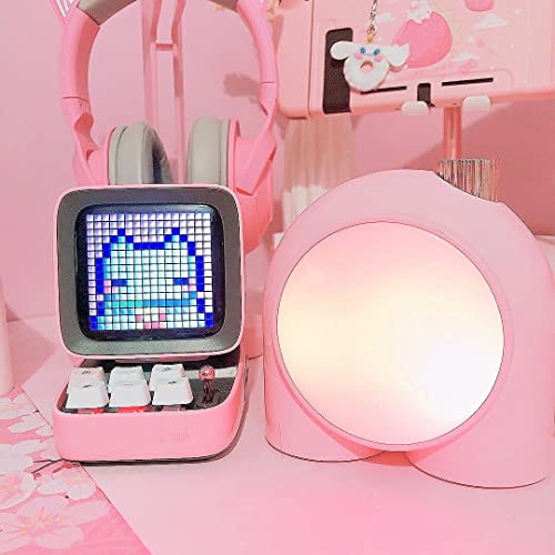 Divoom Ditoo-Bluetooth-Speaker & Planet-9 Mood-Lamp Gaming Desk Decoration Set with Kawaii and Cute Style RGB LED for Girls