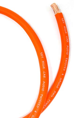 CCA 4 Gauge AWG Orange Power Ground Wire Sky High Car Audio Sold by The Foot ft