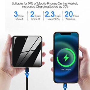 KLL Power Bank with Built in Cables, 10000mAh Slim Portable Charger LED Display, Small External Battery Pack with 4 Inputs and 5 Outputs Phone Charger for iPhone Samsung Huawei iPad etc