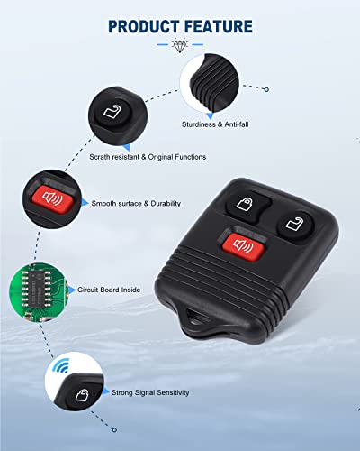 ECCPP CWTWB1U345 3 Buttons Keyless Entry Remote Key Fob Control Clicker Transmitter 98-14 Ranger Replacement for M azda for L incoln for F ord for M ercury Series CWTWB1U345 (1x)