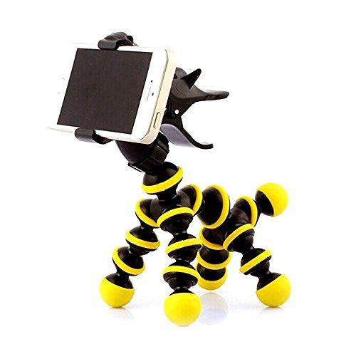 HUDONN Flexible Horse Style Pony Car Desktop Phone Tripod Monopod Bracket Holder Cradle Stand Mount Universal Phone Holder for Samsung iPhone 6 Plus 6 5S 5 and More (White) (Black+Yellow)