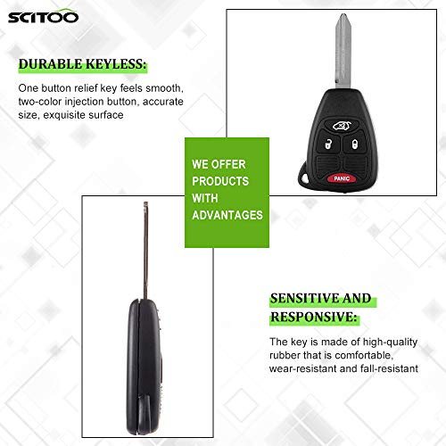 SCITOO 2pcs Key Fob Keyless Entry Remote Shell Case & Pad fit 1998-2000 for Chrysler 200 2002-2010 for Chrysler Aspen 2005-2015 for Chrysler Pacifica 4 Buttons M3N65981772