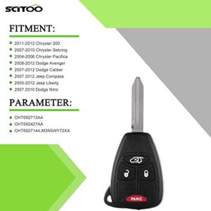 SCITOO 2pcs Key Fob Keyless Entry Remote Shell Case & Pad fit 1998-2000 for Chrysler 200 2002-2010 for Chrysler Aspen 2005-2015 for Chrysler Pacifica 4 Buttons M3N65981772