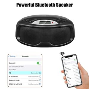 Gelielim Portable CD Boombox with Remote, FM Stereo Sound System, Bluetooth, Karaoke, Playback CD/MP3, Front Aux-in Port, Headphone Jack, Tiny Body, LCD Display, Supported AC/DC