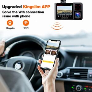 Kingslim D1 Pro 2K Dash Cam Front and Inside with Wi-Fi GPS - 2K/1080P Dual Car Camera Driving Recorder, Super Night Vision with 340° Wide Angle, 24H Parking Monitor (No Card)