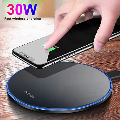 Wireless Charger, Qi-Certified 30W Max Wireless Charging Pad Compatible with Samsung Galaxy S23/S22/S21/S21 Ultra/S21+/S20 fe/S20/Note 20/10,Google Pixel,LG,and More