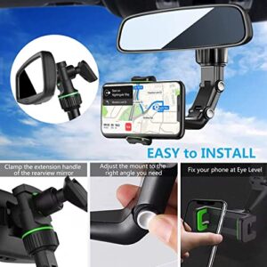 NA Car Phone Holder Mount, 360 Degrees Free Rotate Adjustable Suspension Mount Phone Holder, Multi-Function Rearview Mirror Cell Phone Holder for All Mobile Phones