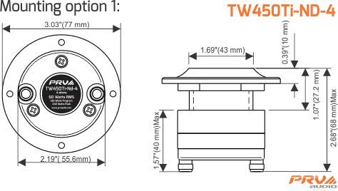 PRV AUDIO Bullet Tweeter TW450TI-ND-4 120 Watts Program Power, 4 Ohm, 60 Watts RMS, 1 in Super Tweeter for Professional Audio, High Output Home Audio, High SPL Car Audio Systems (Single)