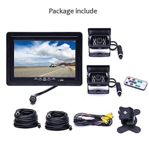 Camecho Vehicle Backup Camera 4 Split Monitor Front View Rear View Camera Auto 18 IR Night Vision Waterproof Aviation 4 Pins Connector LCD Monitor for Trucks RV Trailer Bus