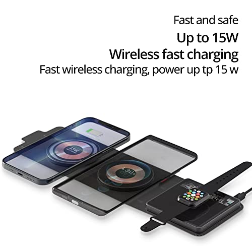 3 in 1 Charging Station Apple, Magnetic Wireless Charging Pad, belken 3 in 1 Wireless Charging Station Apple for All Wireless Supporting iPhone and Watch Charging Station, Wireless Charger 3 in 1