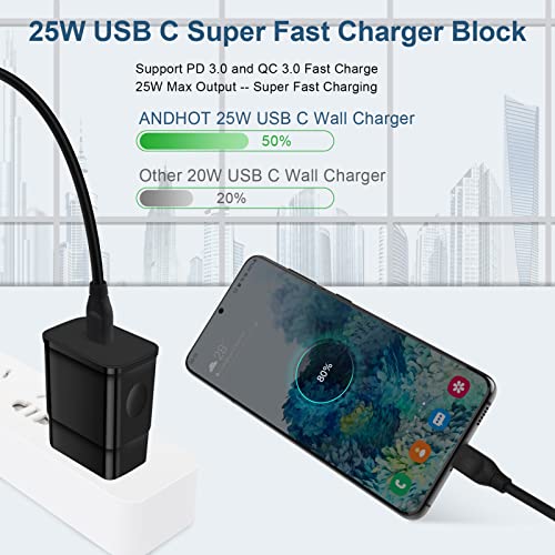 Android Charger Super Fast Charging Samsung Charger for Samsung Galaxy S23/S23 Ultra/S23+/S22 Ultra/S21 FE/S20/A14/A04S/Z Flip 4/Z Fold 4/A53 5G/A13/A03S/A23/A32,25W USB C Fast Wall Charger+6ft Cable