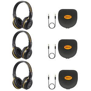 simolio 3 pack wireless ir headphones for honda & odyssey, cr-v, accord, pilot, ridgeline, rdx, mdx, with carrying cases/aux cord, share port, 2 channel folding ir car dvd replacement headsets