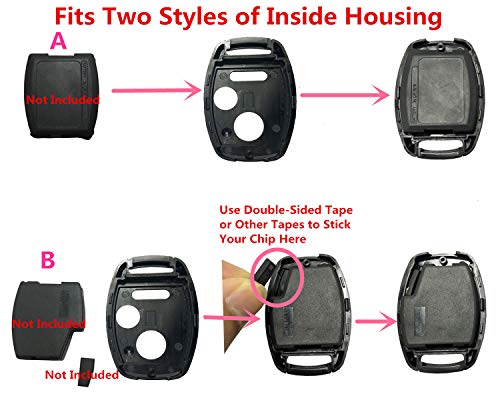 2PCS Horande Replacement Key Fob Cover Case fits for Honda Accord CR-V Ridgeline Civic Pilot Keyless Entry Remote Control Key Fob Shell Blank