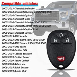 Car Key Fob Keyless Entry Remote Compatible with Chevy Silverado Avalanche Captiva Equinox Express Suburban Tahoe Traverse, GMC Sierra Acadia Savana Yukon, Remote Start Replacement OUC60221, OUC60270