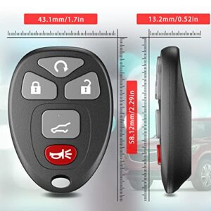 Key Fob Compatible for 2007-2017 Buick Enclave GMC Acadia Cadillac Escalade Saturn Outlook Chevrolet Suburban Tahoe GMC Yukon P/N: 15913415 OUC60270 OUC60221 Self-Programming - Pack of 2