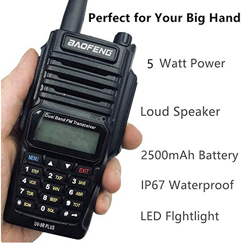 Radtel Baofeng Uv-9r Plus 8Watts Walkie Talkie Bf-uv9r Plus Ip67 Waterproof Uhf/VHF Dual Band Radio 8W (No FM Radio Feature)