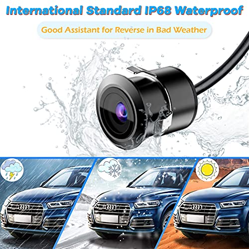 Backup Camera, 18.5mm Rear View Camera 170° View Angle, 12V CCD Reverse Camera with Parking Guidelines Mirror Image Night Vision Waterproof Parking Camera for 12V Car Mini-Truck RV SUV Minivan Camper