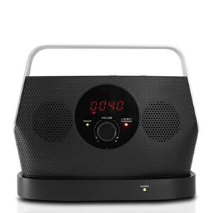 pyle wireless tv listening speaker – hi-fi bedside digital assisted tv amplifier for hearing impaired, portable speaker for seniors w/audio in, optical in, headphone jack, clock display – ptvsp50bk