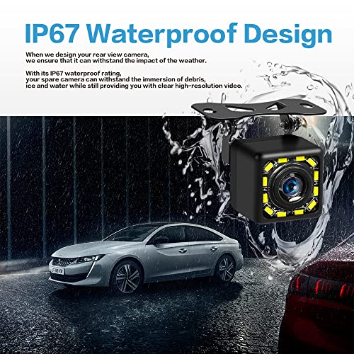 Car Backup Camera,Universal 12LED Backup Camera, 170 Viewing Angle Long License Plate Frame Camera Waterproof Rear Camera with HD Night Vision,Reverse Assist Camera,Fit for Most Cars, SUV, Trucks, RV