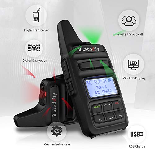 Radioddity GD-73A DMR/Analog Two Way Radio 2 Watts UHF Handheld Ham Radio for Beginners with Dual Time Slot, 3600mAh Battery, USB Rechargeable & Programming, Compact Long Range Walkie Talkie