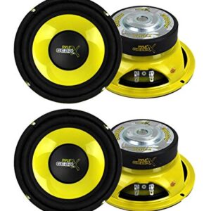 Pyle PLG64 6.5" 1200W Car Audio Mid Bass/Midrange Subwoofer Speaker Set, 2 Pair with Yellow CD P.P. Cone, 4 Ohm Impedance, and Edge Suspension