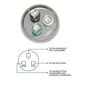 50/7.5 uF Capacitor for AC, 50+7.5 MFD ±5% 370V/440V CBB65 Dual Run Circular Start Capacitor for AC Motor Run or Fan Start or Condenser Straight