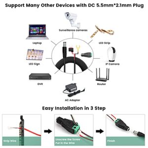 20FT DC Power Extension Cable for Vehicle Car Truck Bus Camper Backup Cameras Which are Too Far Away from Power Supply (6M)