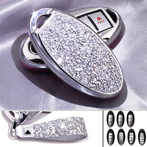 royalfox(tm) 3 4 5 6 buttons 3d bling keyless entry remote smart key fob case cover for nissan murano pathfinder titan maxima sylphy lannia livina nv200 tiida teana qashqai sunny (silver)