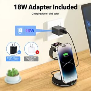 FEANS Wireless Charger 3 in 1 Fast Charging Station Wireless Charger Stand for iPhone 14/13/12/11/Pro/Max/XS/XR/8/Plus/SE, Samsung, for Apple Watch 8/7/6/5/4/3/2/1/SE, for AirPods 3/2/Pro with Adapter