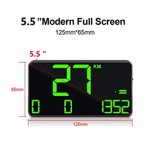 SmartCoolous C90 5.5" inch Universal HUD Head Up Display GPS Digital Speedometer Over Speed Alarm Tired Driving Warning Windshield Project for All Vehicle Bicycle Motorcycle