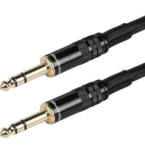 Monoprice 104800 Premier Series 1/4 Inch (TRS) Male to Male Cable Cord - 100 Feet- Black 16AWG (Gold Plated)