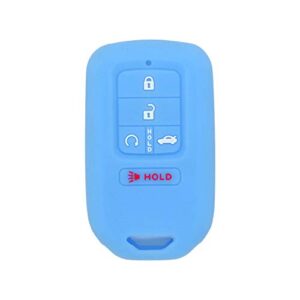 segaden silicone cover protector case holder skin jacket compatible with honda 4+1 hold button 5 buttons smart remote key fob cv4211 light blue