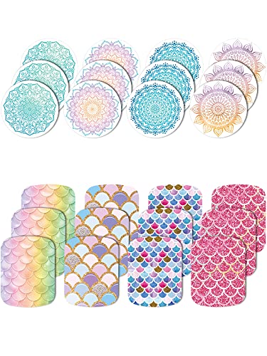 24 Pieces Mount Metal Plate for Phone Car Magnetic Mount Disc Universal Metal Plate Adhesive Sticker Replacement Magnet Patch for Magnetic Car Mounts Cell Phone Tablet Holder (Flower Squama Style)