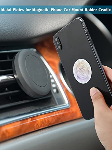 24 Pieces Mount Metal Plate for Phone Car Magnetic Mount Disc Universal Metal Plate Adhesive Sticker Replacement Magnet Patch for Magnetic Car Mounts Cell Phone Tablet Holder (Flower Squama Style)