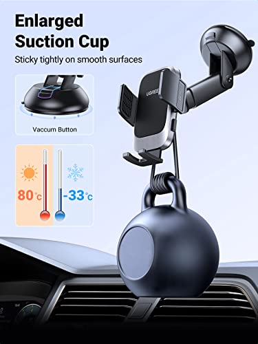 UGREEN Car Phone Holder Mount for Dashboard Windshield Air Vent 3 in 1 Universal Cell Phone Holder for Car Accessories Cradle Compatible with iPhone 14 13 12 11 Pro Max Smartphone, Strong Suction Cup