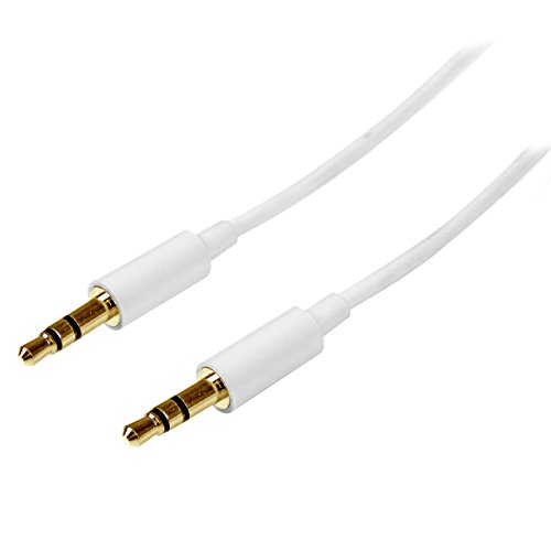 StarTech.com 1m White Slim 3.5mm Stereo Audio Cable - 3.5mm Audio Aux Stereo - Male to Male Headphone Cable - 2x 3.5mm Mini Jack (M) White (MU1MMMSWH)