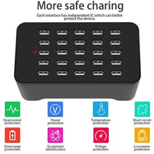 25 Ports USB Charger, 125W 25A Desktop USB Charging Station with iSmart Multiple Port, Compatible iPhone Xs Max XR X 8 7 Plus, iPad Pro Air Mini, Galaxy S9 S8 S7 Edge, Tablet and More (Black)