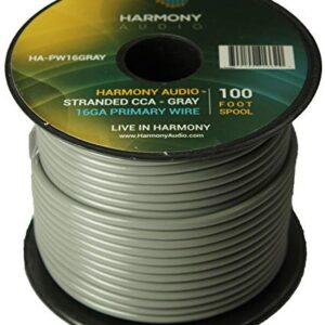 Harmony Audio Primary Single Conductor 16 Gauge Power or Ground Wire - 2 Rolls - 200 Feet - Gray & Brown for Car Audio/Trailer/Model Train/Remote