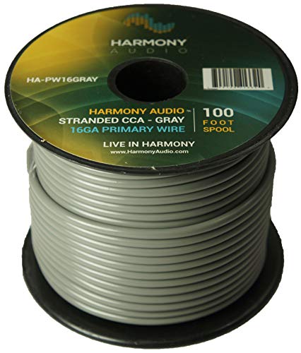 Harmony Audio Primary Single Conductor 16 Gauge Power or Ground Wire - 2 Rolls - 200 Feet - Gray & Brown for Car Audio/Trailer/Model Train/Remote