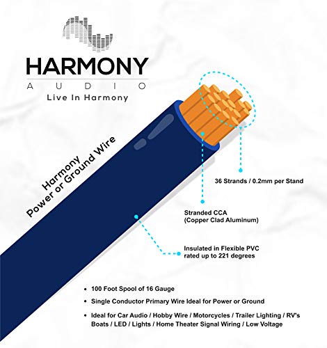 Harmony Audio Primary Single Conductor 16 Gauge Power or Ground Wire - 2 Rolls - 200 Feet - Gray & Brown for Car Audio/Trailer/Model Train/Remote