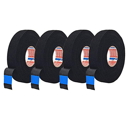 (4PACK) Wire Loom Harness Tape - High Adhesive Force Wiring Harness Cloth Tape,Black Adhesive Fabric Tape,Advanced Heat-Resistant Interior Wiring Harness Tape（19mm X 15m）