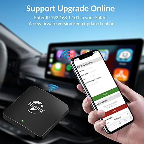 2023 Upgraded Hieha Wireless CarPlay Adapter, Plug & Play Dongle for iPhone with 5.8GHz WiFi, Easy Installation and Online Updates, Compatible with OEM Wired CarPlay Car Models Year 2016 and After