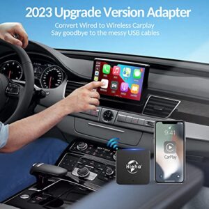 2023 Upgraded Hieha Wireless CarPlay Adapter, Plug & Play Dongle for iPhone with 5.8GHz WiFi, Easy Installation and Online Updates, Compatible with OEM Wired CarPlay Car Models Year 2016 and After